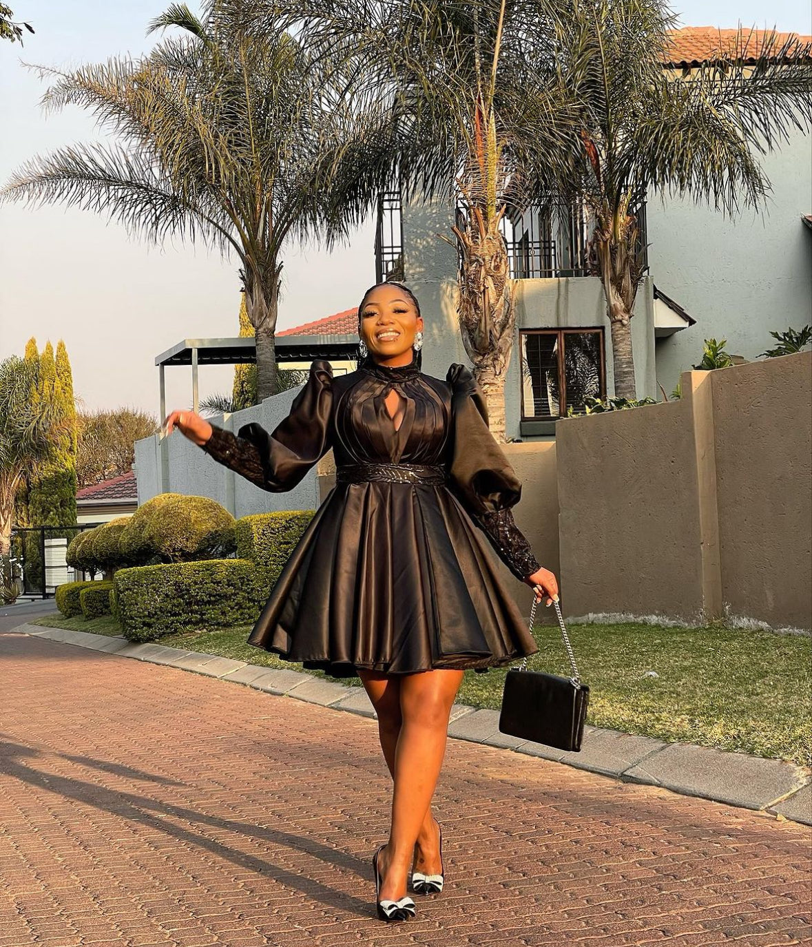 Dutch satin balloon sleeves dress – Styles By Tumi