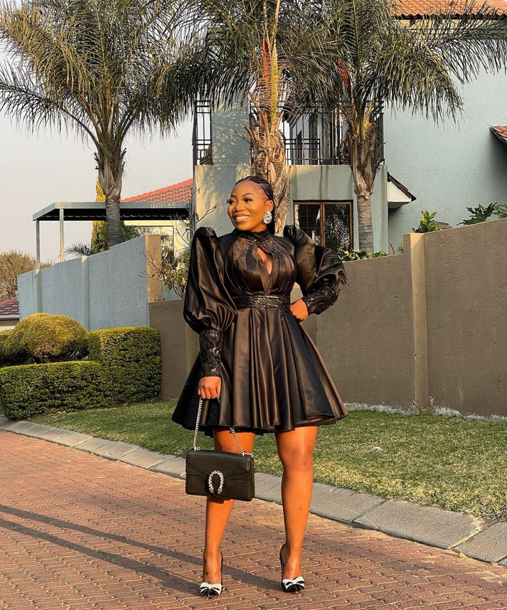 Dutch satin balloon sleeves dress – Styles By Tumi